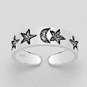 Jewelry | Sterling Silver Stars Moon Toe Ring | Poshmark
